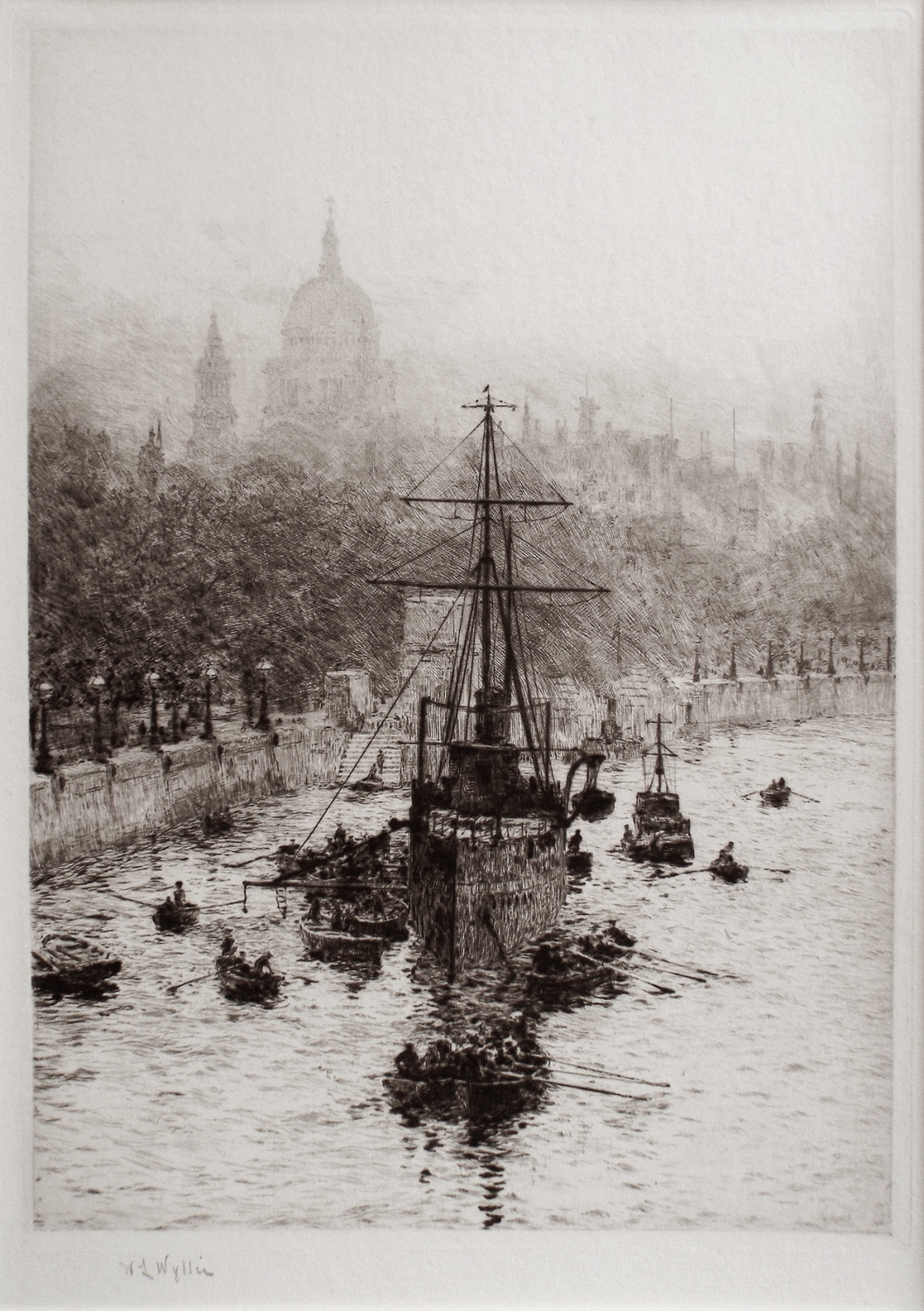 HMS President on the River Thames – Baron Fine Art
