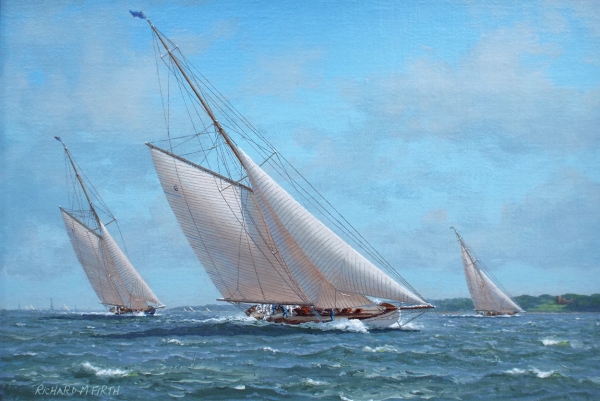 Lulworth, Britannia and Candida racing off Norris Castle – Baron Fine Art