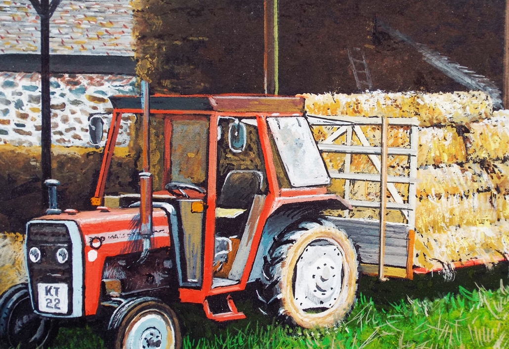 Tractor and Hay Bales – Baron Fine Art