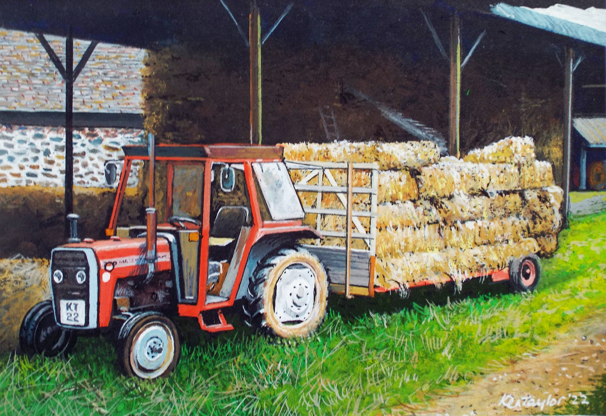 Tractor and Hay Bales – Baron Fine Art