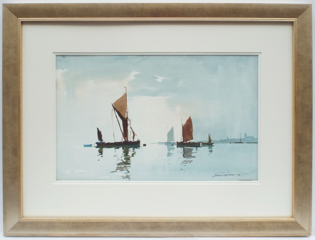 Thames Barge & Other Boats Anchored in an Estuary – Baron Fine Art