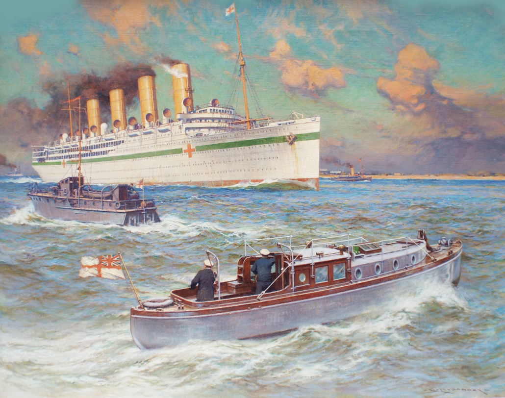 RMS Mauretania British Hospital Ship Under Escort – Baron Fine Art
